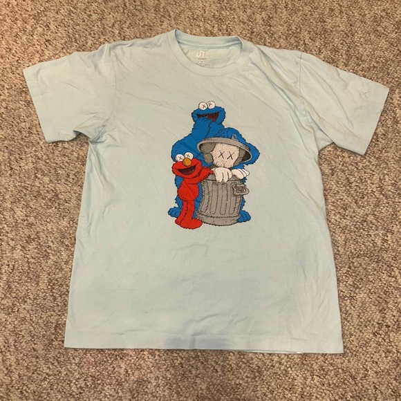 Uniqlo x KAWS | Shirts | Kaws X Uniqlo X Sesame Street Blue Trash Can ...